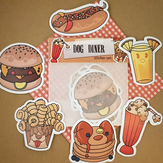 Dog Food Sticker Set Dog Diner | Etsy