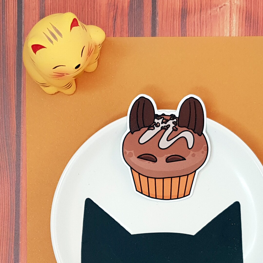 Cat Muffin Sticker Calico Cat Café - Etsy