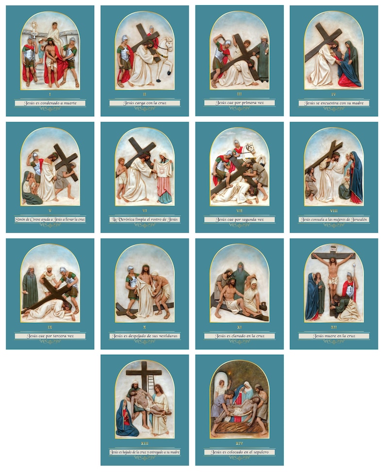 Stations of the Cross – Catholic Lent Wall Art in 4 Languages (set of ...