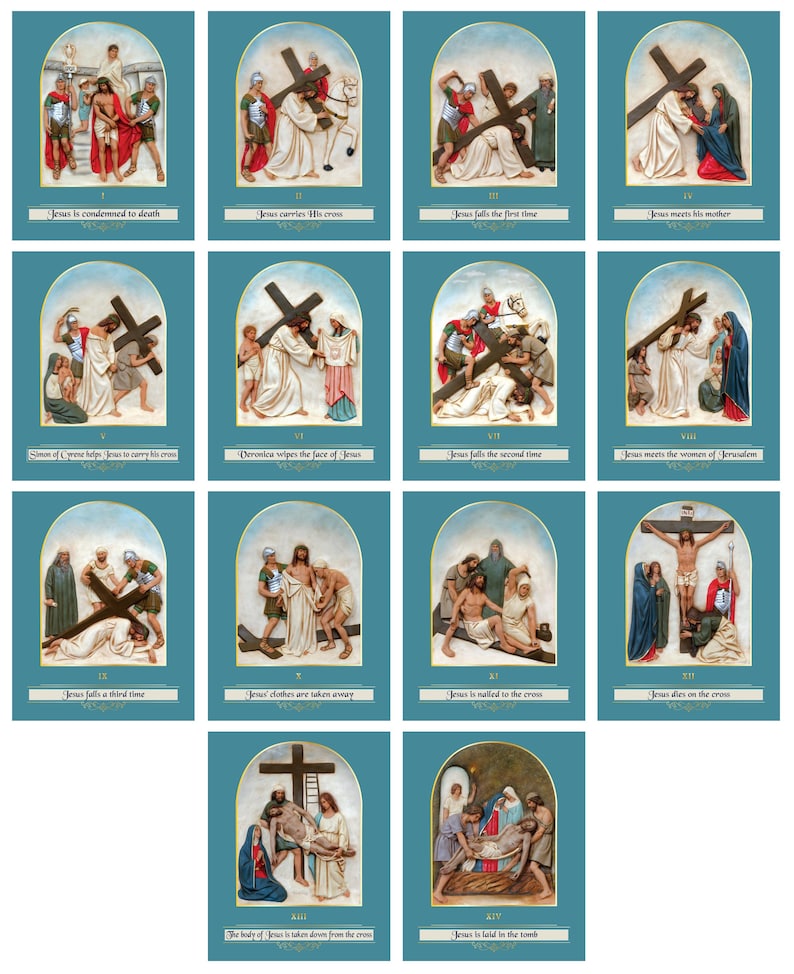 Stations of the Cross – Catholic Lent Wall Art in 4 Languages (set of ...