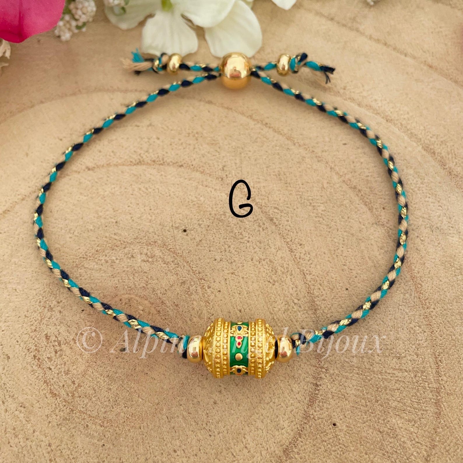 Braided Cord Bracelet With 18k Gold Plated Tibetan Buddhist Prayer ...