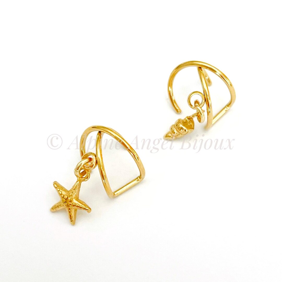 Gold Cross Ear Cuff, Starfish Conch Charm, No Piercing - Etsy