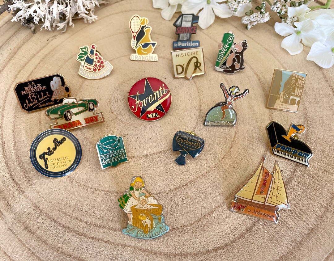 Vintage French Enamel Pin, Brand & Culture Lapel Badges - Etsy