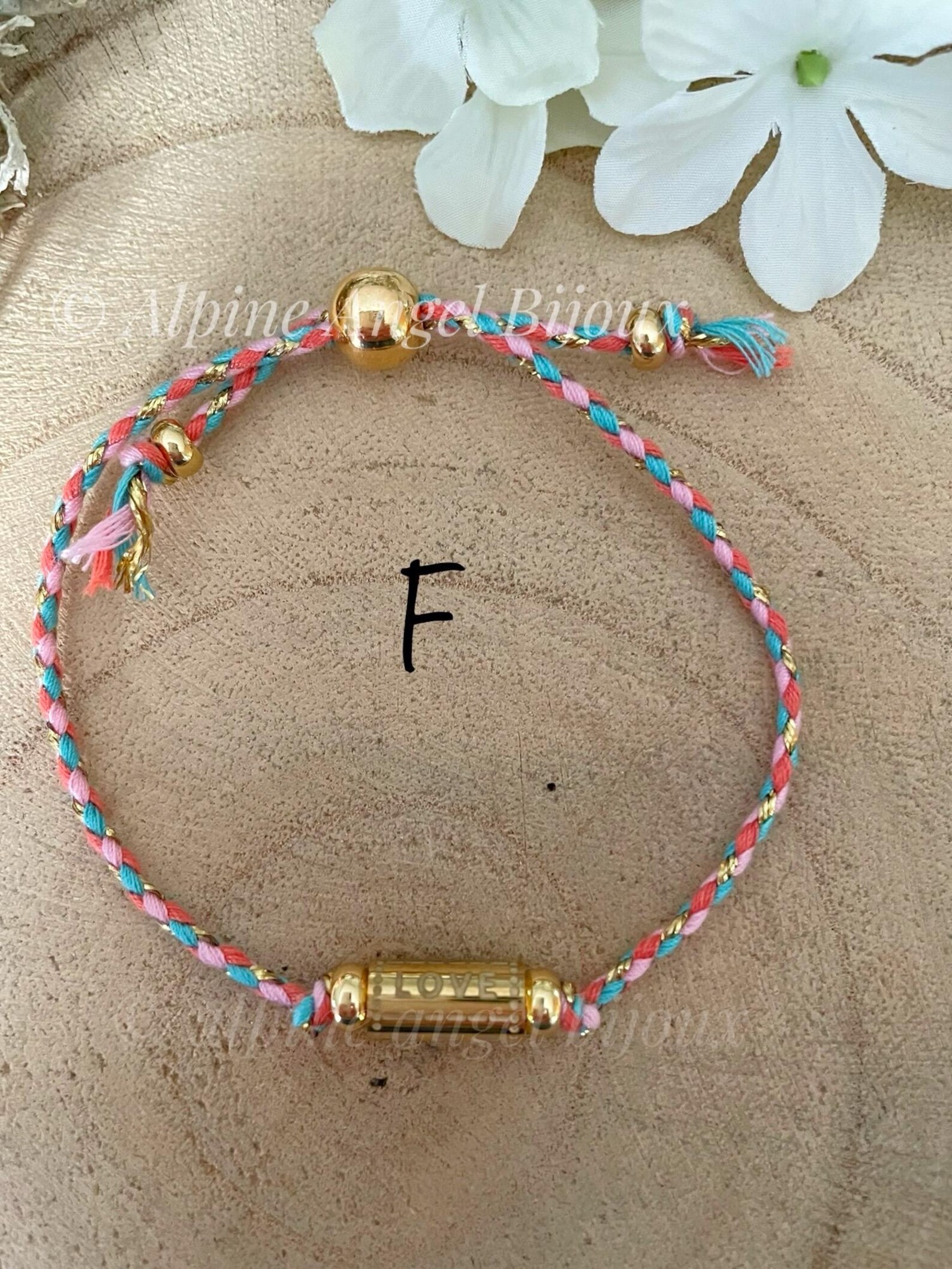Braided Cord Bracelet: 14k Gold Plated Love Talisman, Adjustable - Etsy