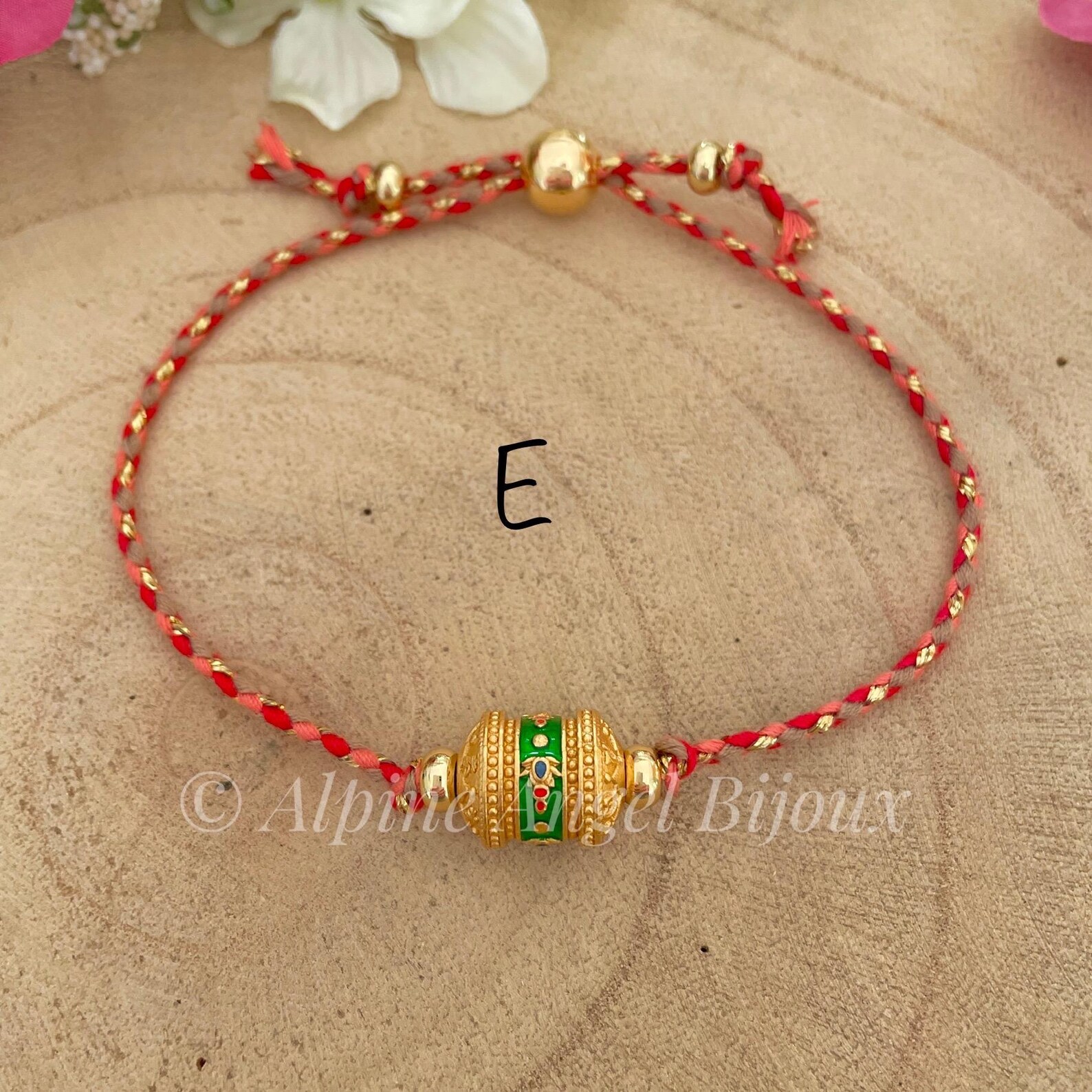 Braided Cord Bracelet With 18k Gold Plated Tibetan Buddhist Prayer ...