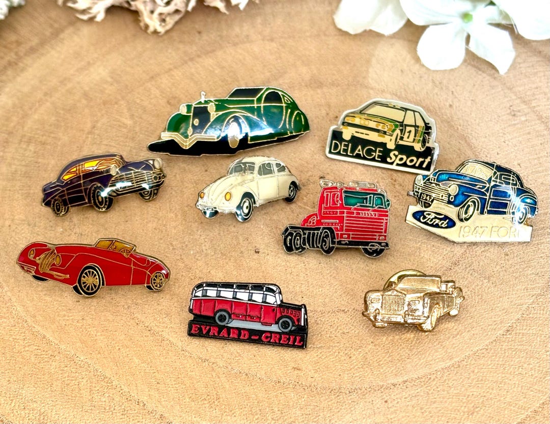 Vintage French Enamel Pin Badges, Lapel Pins, Various Vehicle Pins ...