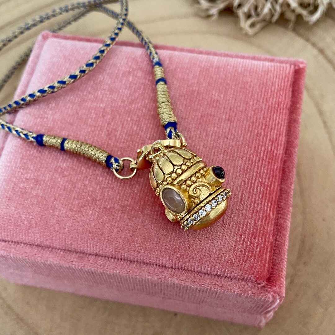 Indian Protective Purifying Talisman 24k Gold Plated Amulet With Smoky ...