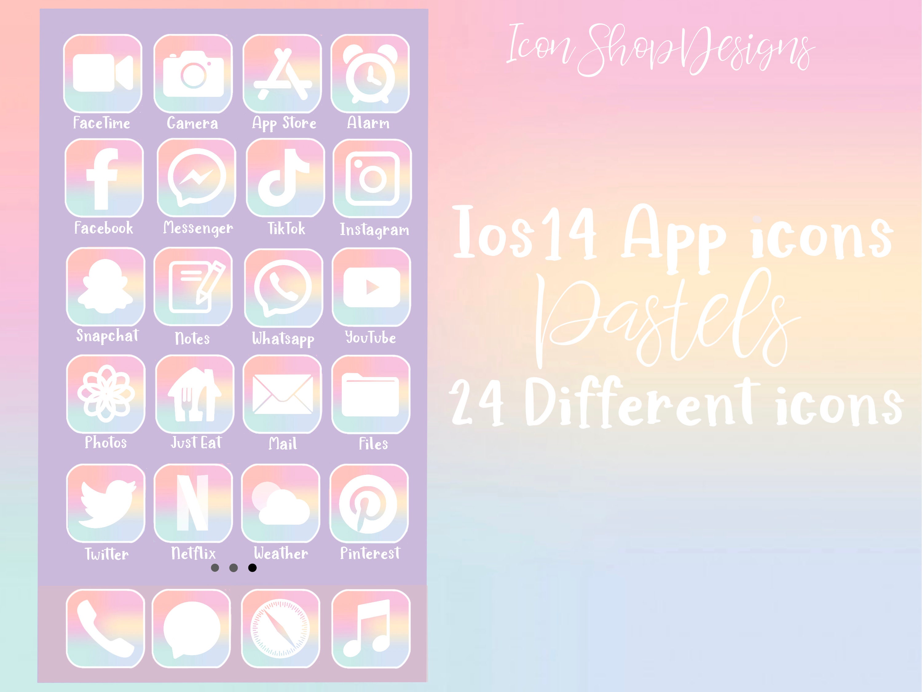 Pastel Ios14 Icons - Icons for iPhone - Ios14 Icon Bundle - Ios14 Icons ...