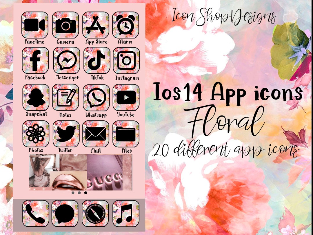 Floral Ios 14 Icons - Icons Ios 14 - Icons for iPhone - Icons Ios14 ...