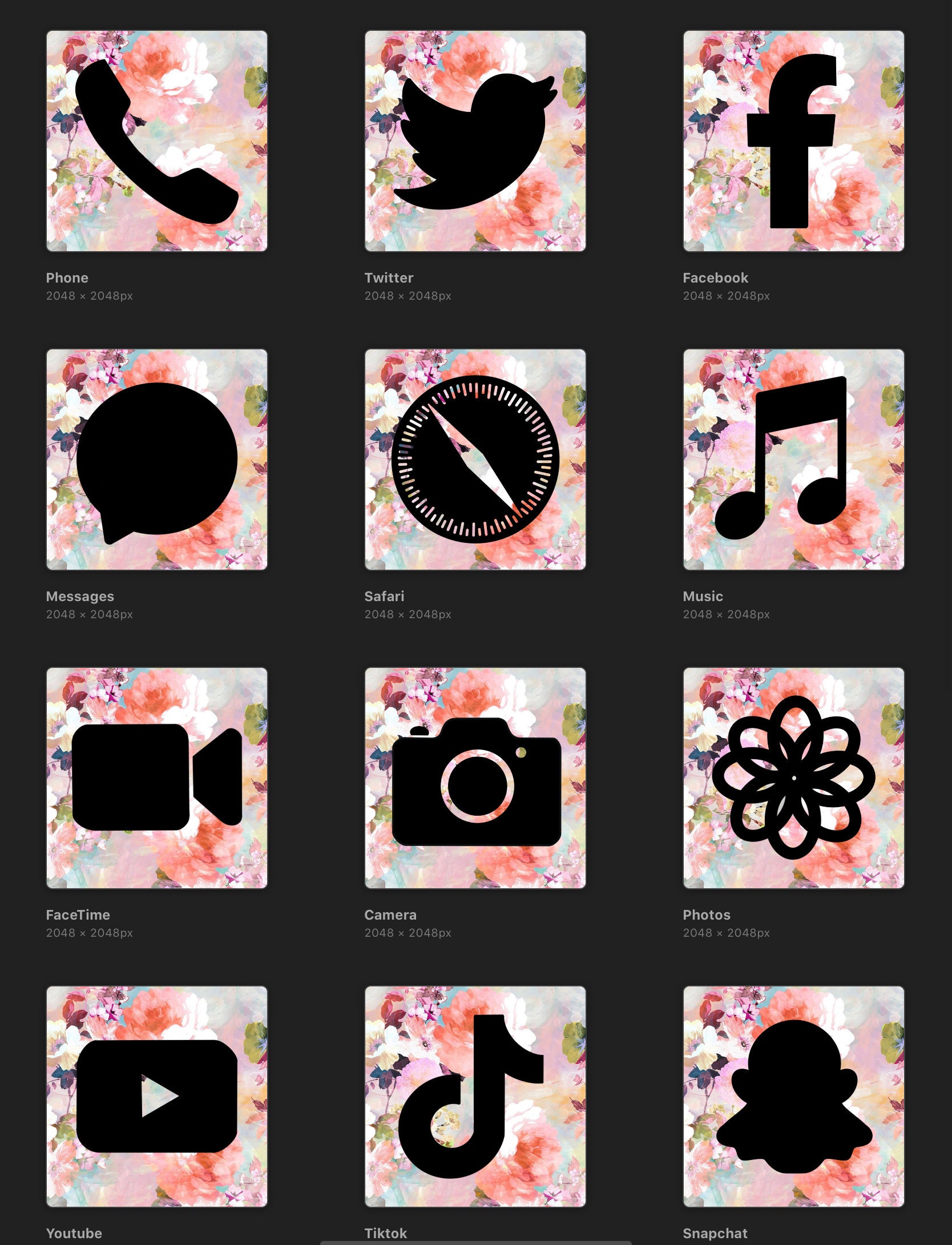 Floral Ios 14 Icons - Icons Ios 14 - Icons for iPhone - Icons Ios14 ...