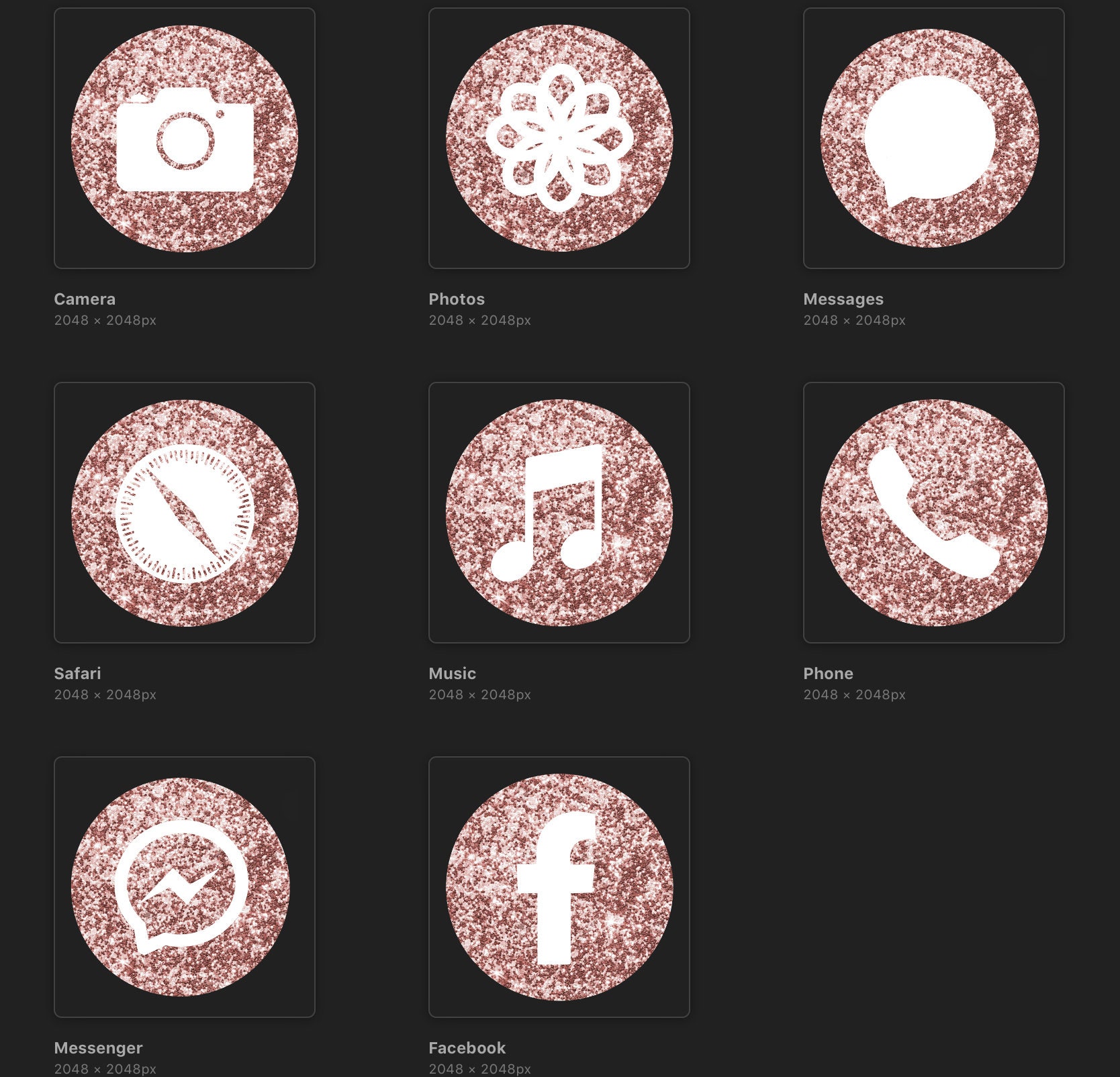 Rose Gold Glitter Ios14 Icons - Website Icons - iPhone Icons - Clipart ...