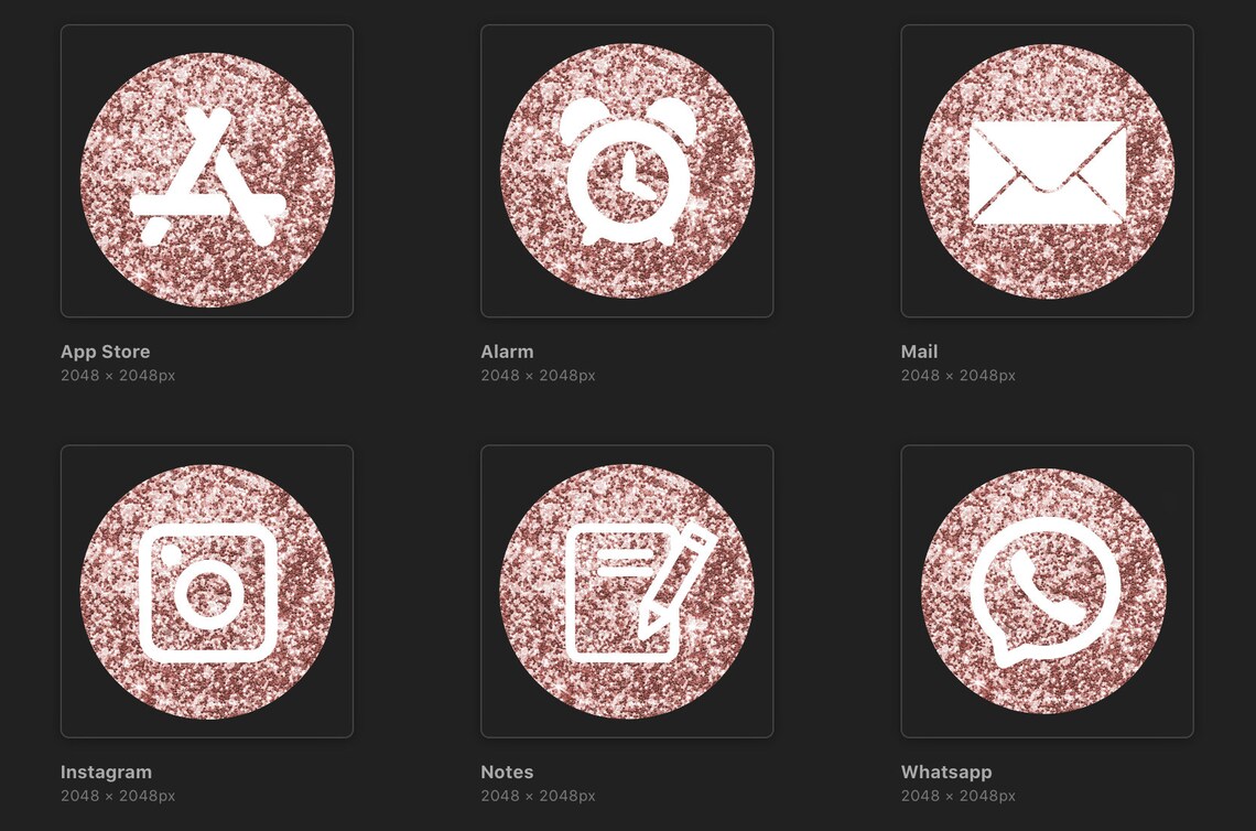 Rose Gold Glitter Ios14 Icons - Website Icons - iPhone Icons - Clipart ...