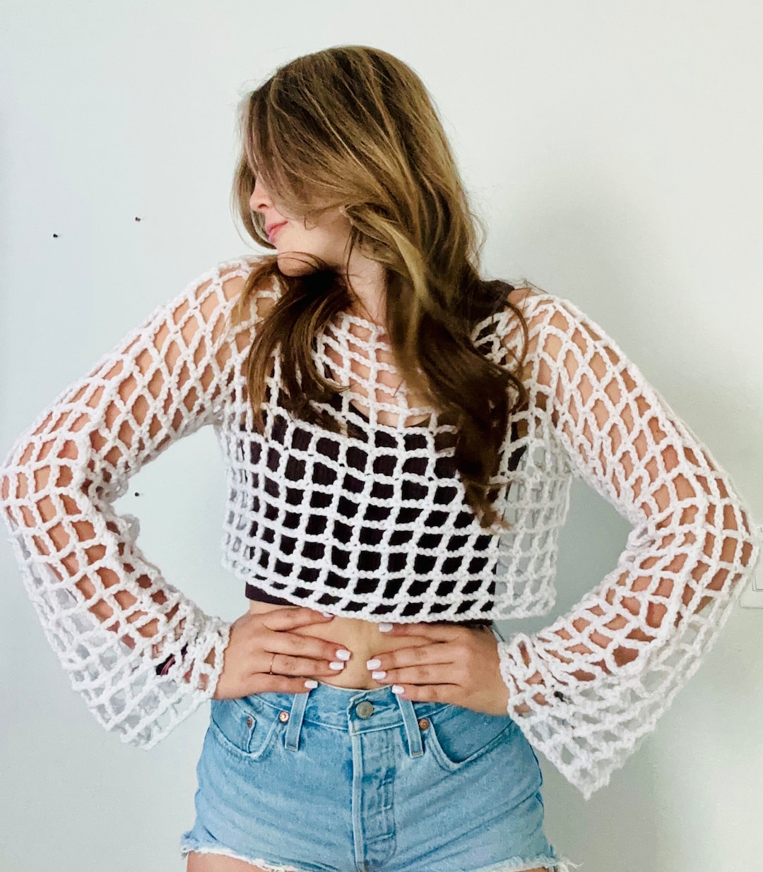 Handmade Crochet Mesh Sweater / Bathing Suit Cover Up/ Beach - Etsy