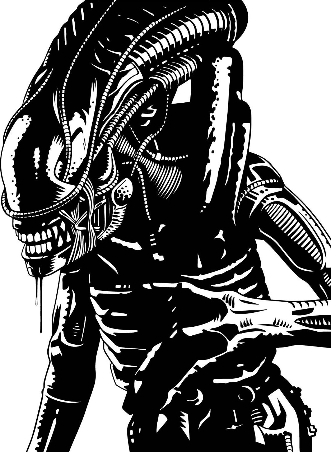 Xenomorph Silhouette Clip Art Image Alien Silhouette Alien | Etsy