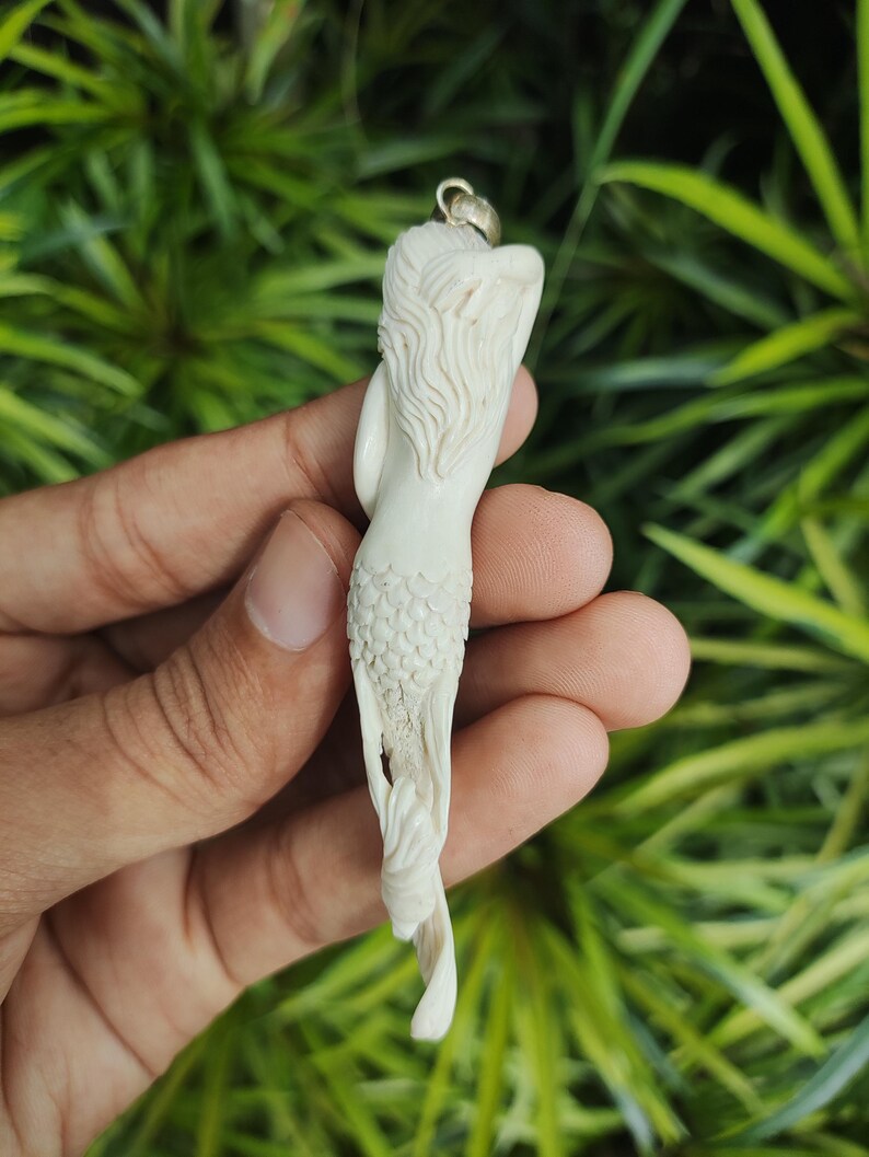 Pendant, Bone Pendant, Necklace, Mermaid Bone Pendant, White Horns ...