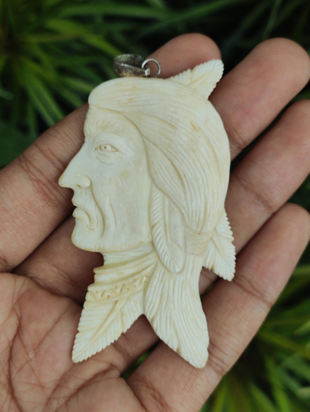 Hand-carved Bone Pendant: Indian Tribe Side Face, Bali Bone Carving - Etsy