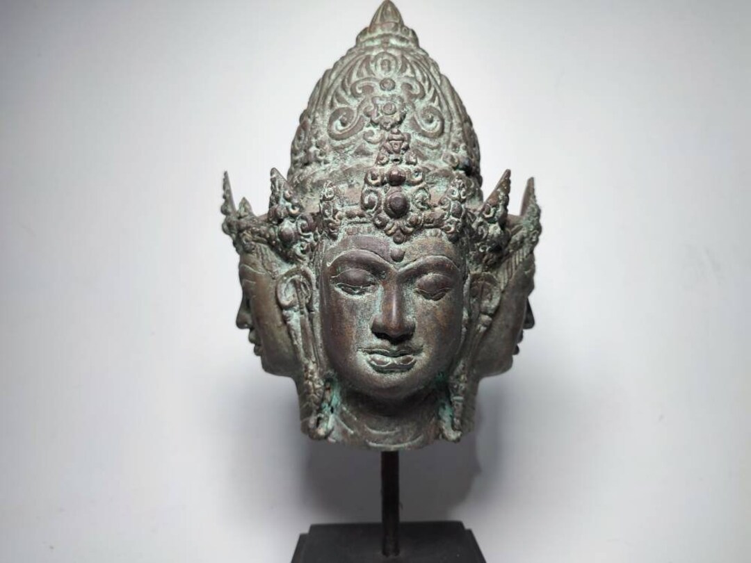 Antique Four Faced Brahma Headed Statue - Hindu God Home Decor - 17.7 ...