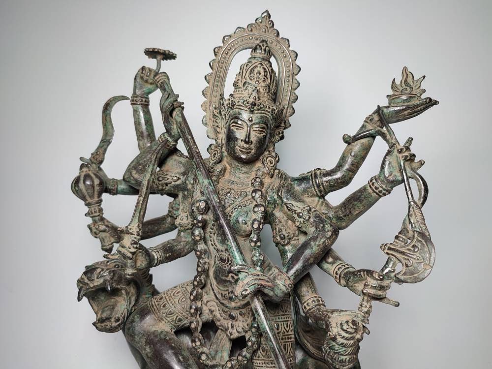 10 Armed Hindu Goddess Mahakali Standing on Roaring Lion - Etsy Canada