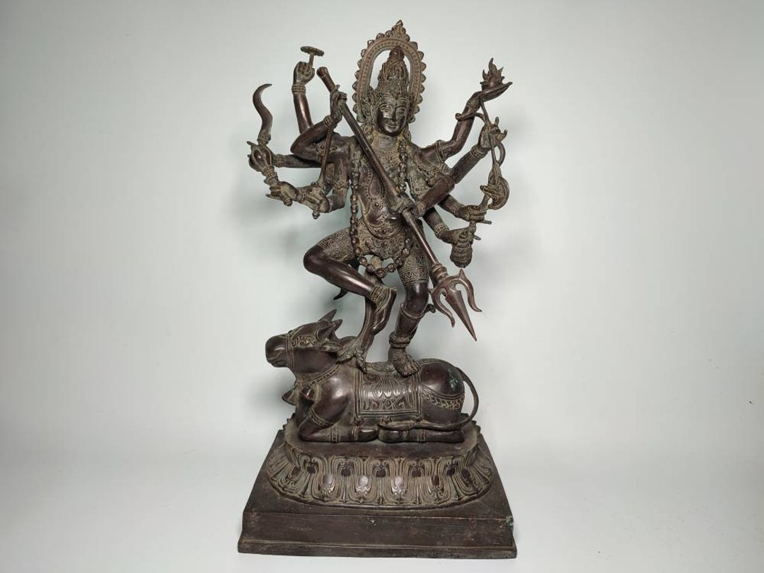 Bronze Standing Lord Mahakali on Nandi 52cm /20.4 Inch, Hindu God ...