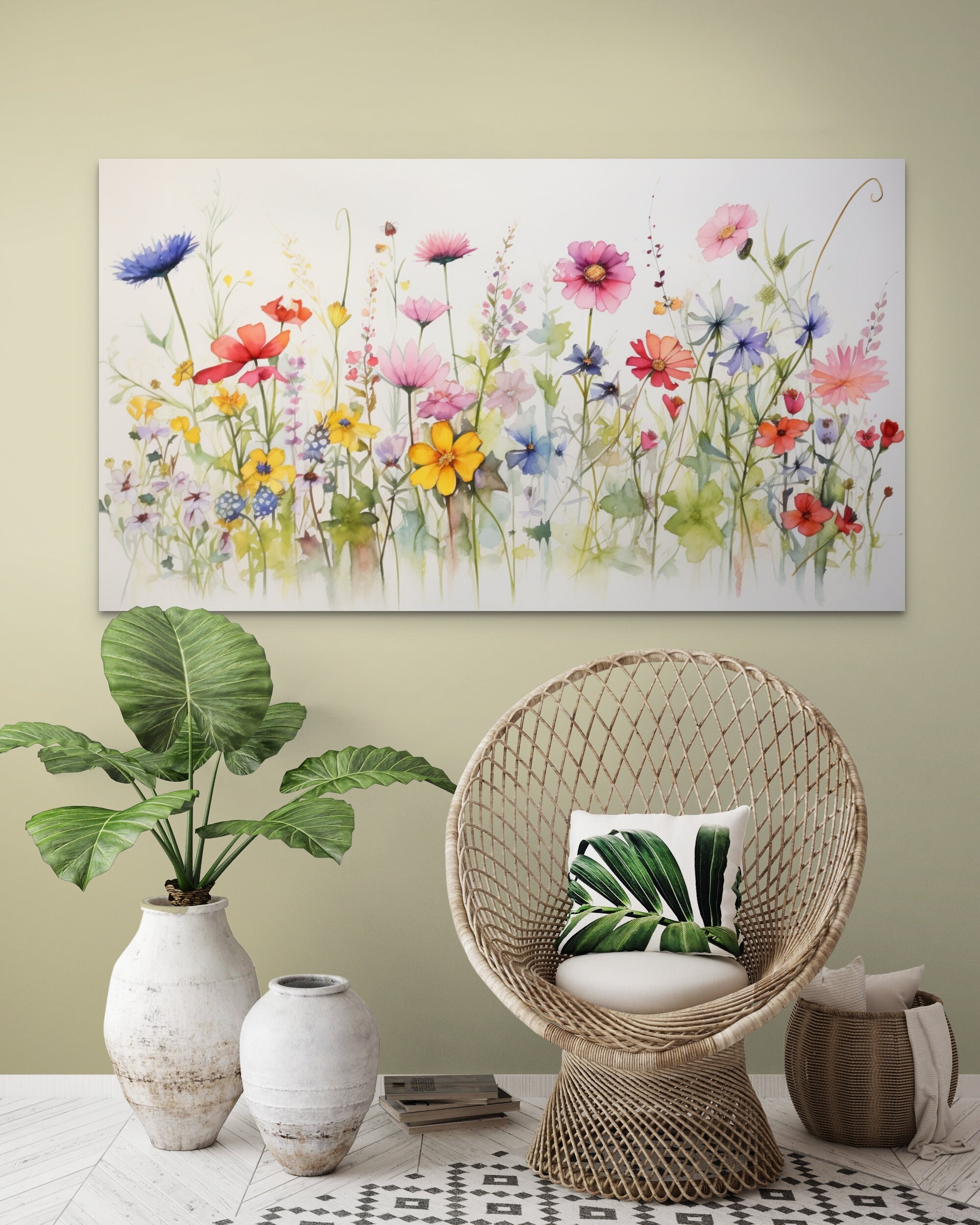 Beautiful Wildflowers Wild Flower Art Watercolor Floral Framed Canvas ...