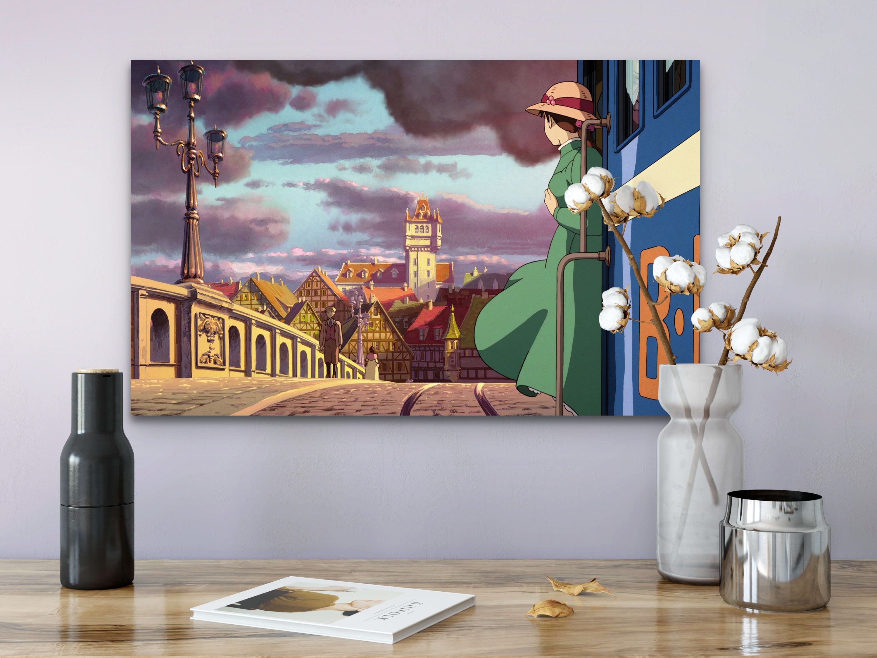 Howls Moving Castle Print, Japanese Anime Canvas, Studio Ghibli Poster ...