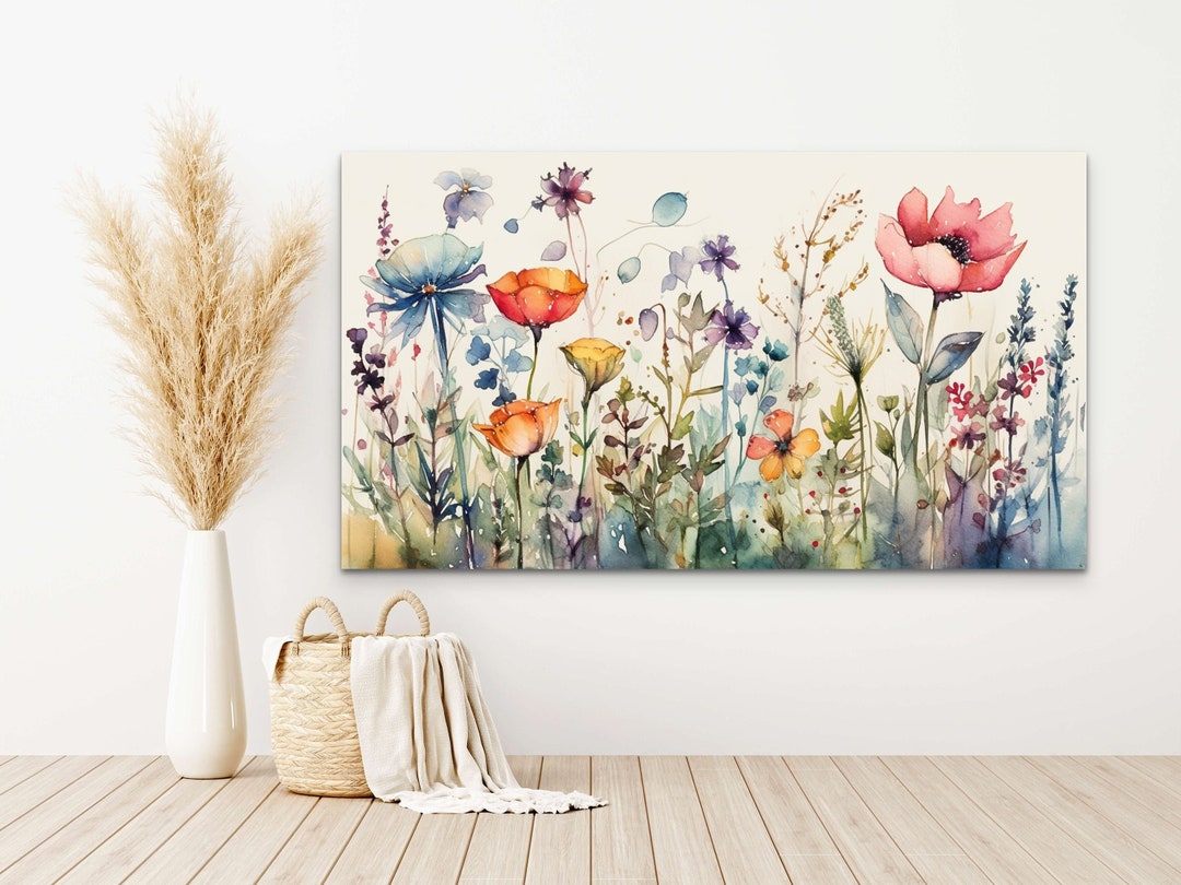 Beautiful Wildflowers Wild Flower Art Watercolor Floral Framed Canvas ...