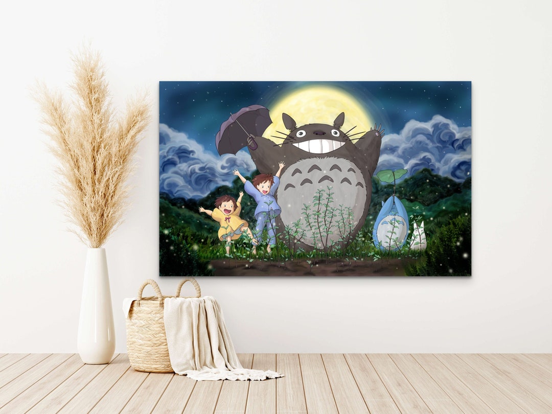 Totoro Poster, Totoro Print, Japanese Anime Canvas, Studio Ghibli ...