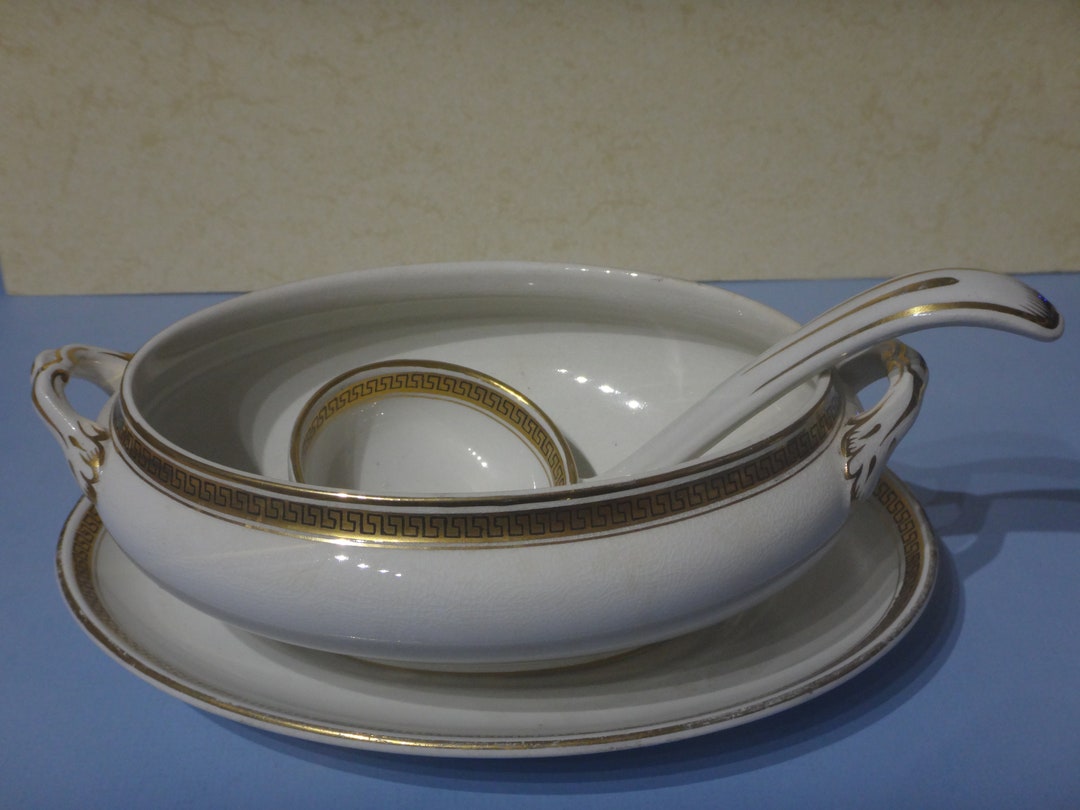 Vintage 1920s Ceramic Gravy Bowl W/ Ladle and Plate by Keeling Co Ltd ...