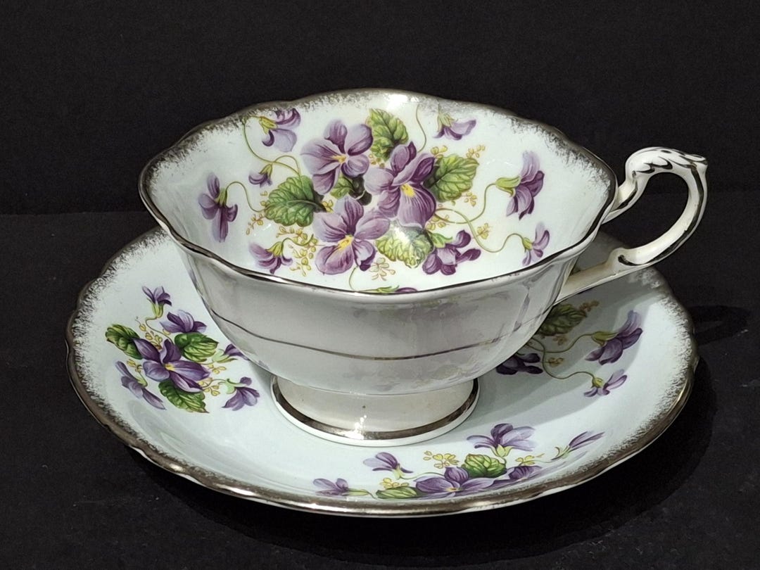 1950s Paragon Double Warrant Teacup & Saucer Set: Violet Boughs ...