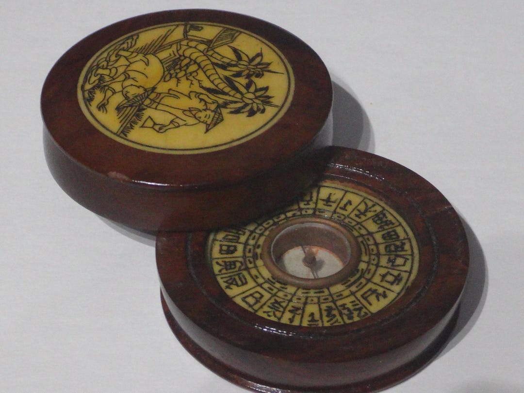 Vintage Wooden Swivel Chinese Compass, Astrology, - Etsy