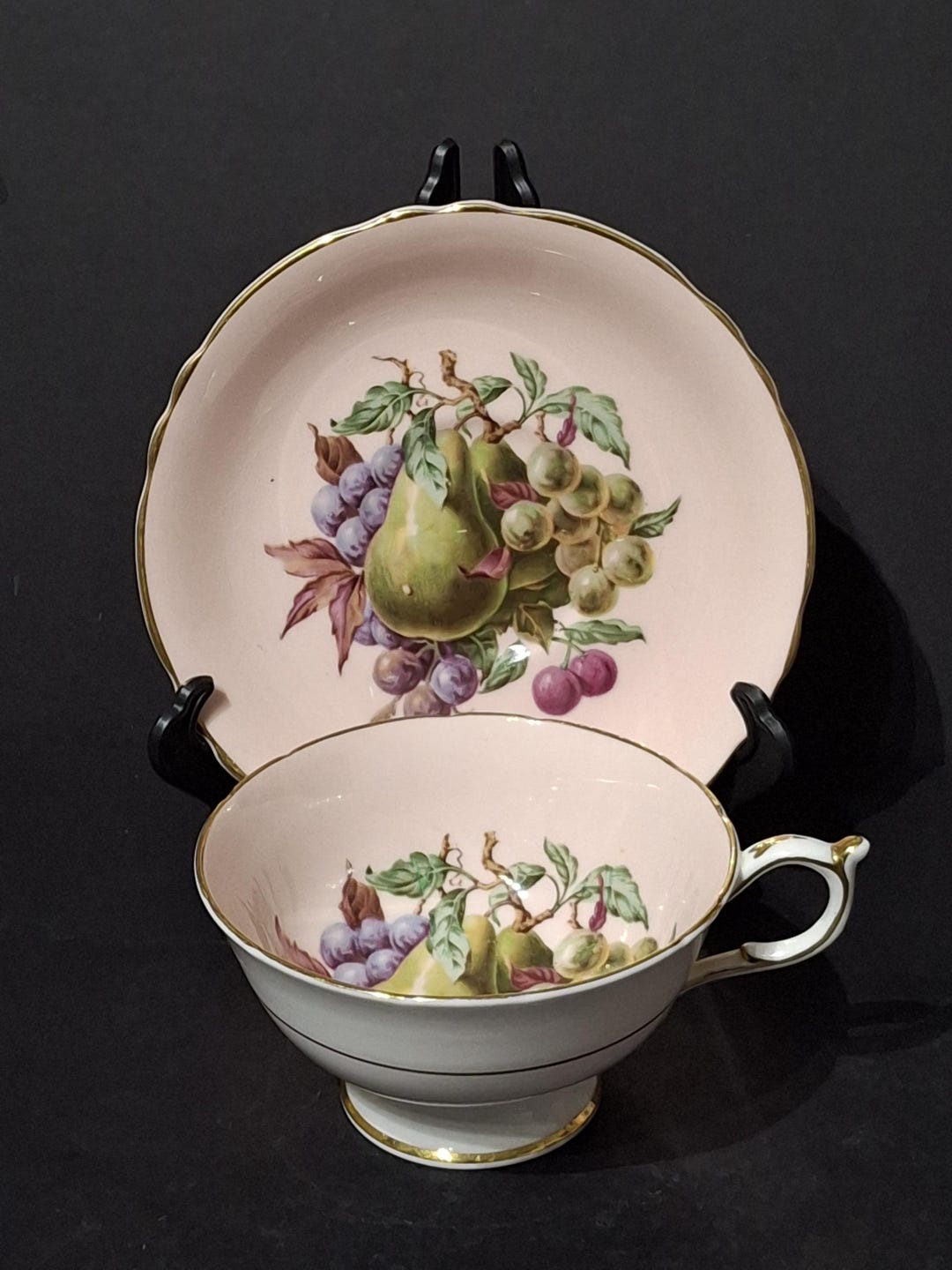 Double Paragon Mix Fruits Pink Tea Cup and Saucer Set. Double Warrants ...