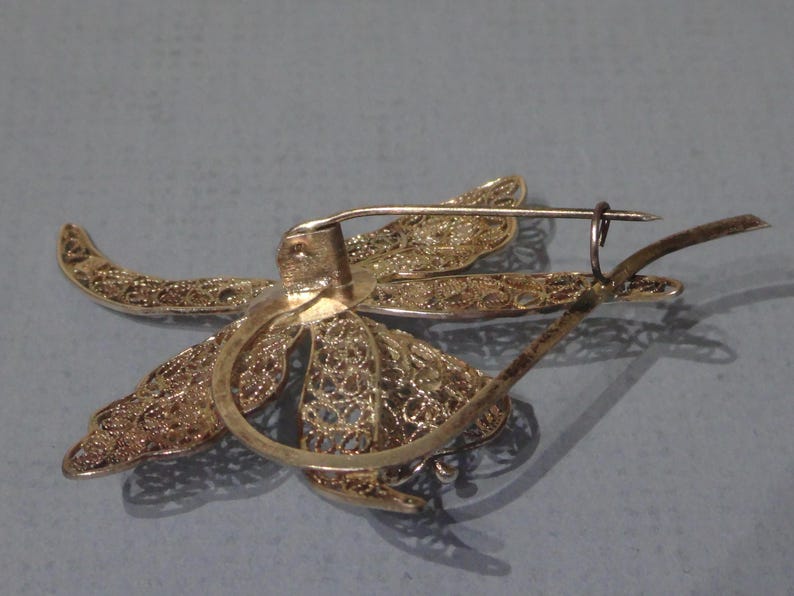 Vintage Filigree Sterling Silver Flower Brooch - Etsy
