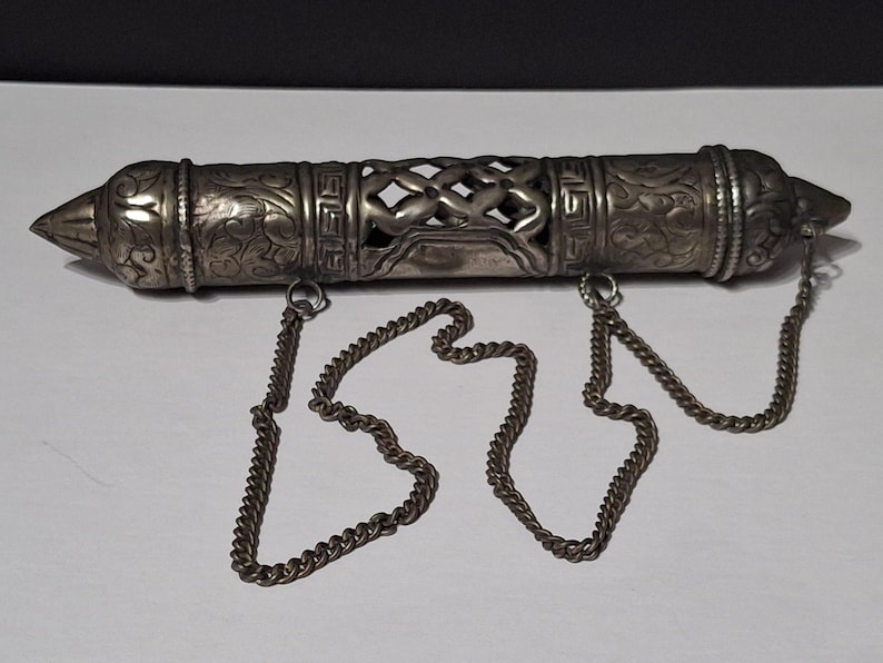 Antique Reticulated Silver Scroll Holder - C.19th Century - Excellent ...