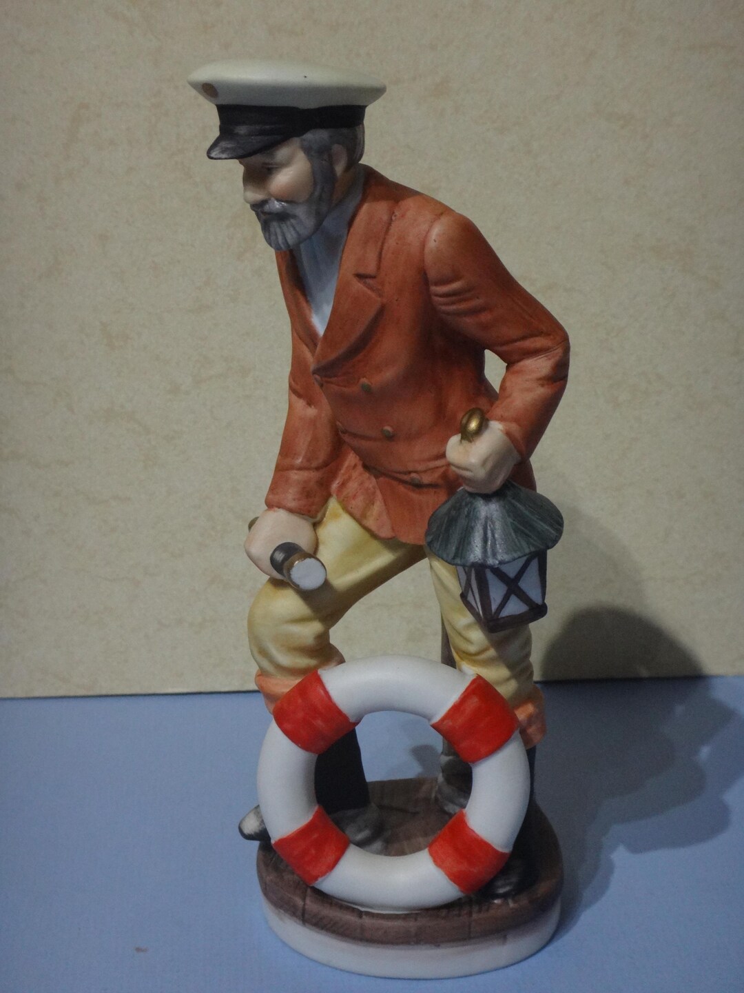 Vintage Sea Captain Holding Spyglass & A Lantern 8" Bisque Porcelain ...