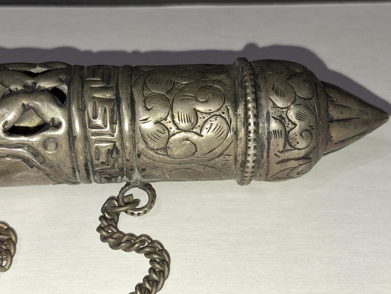 Antique Reticulated Silver Scroll Holder - C.19th Century - Excellent ...