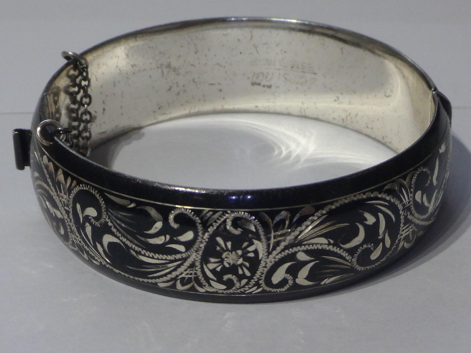 Black Sterling Silver Forstner Floral Hinged Bangle Bracelet - Etsy