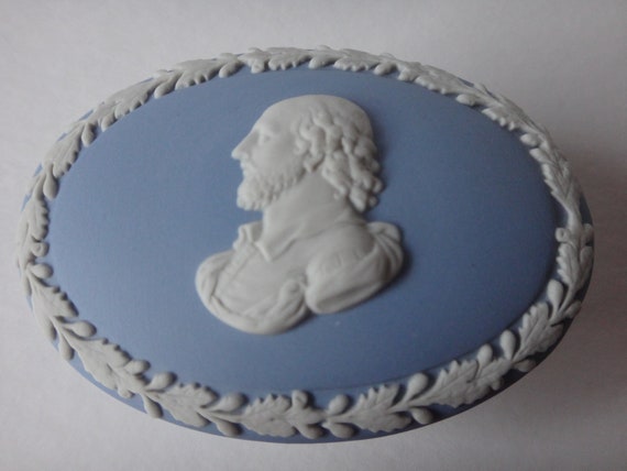 Wedgwood Jasperware Pale Blue Trinket Box, - Gem