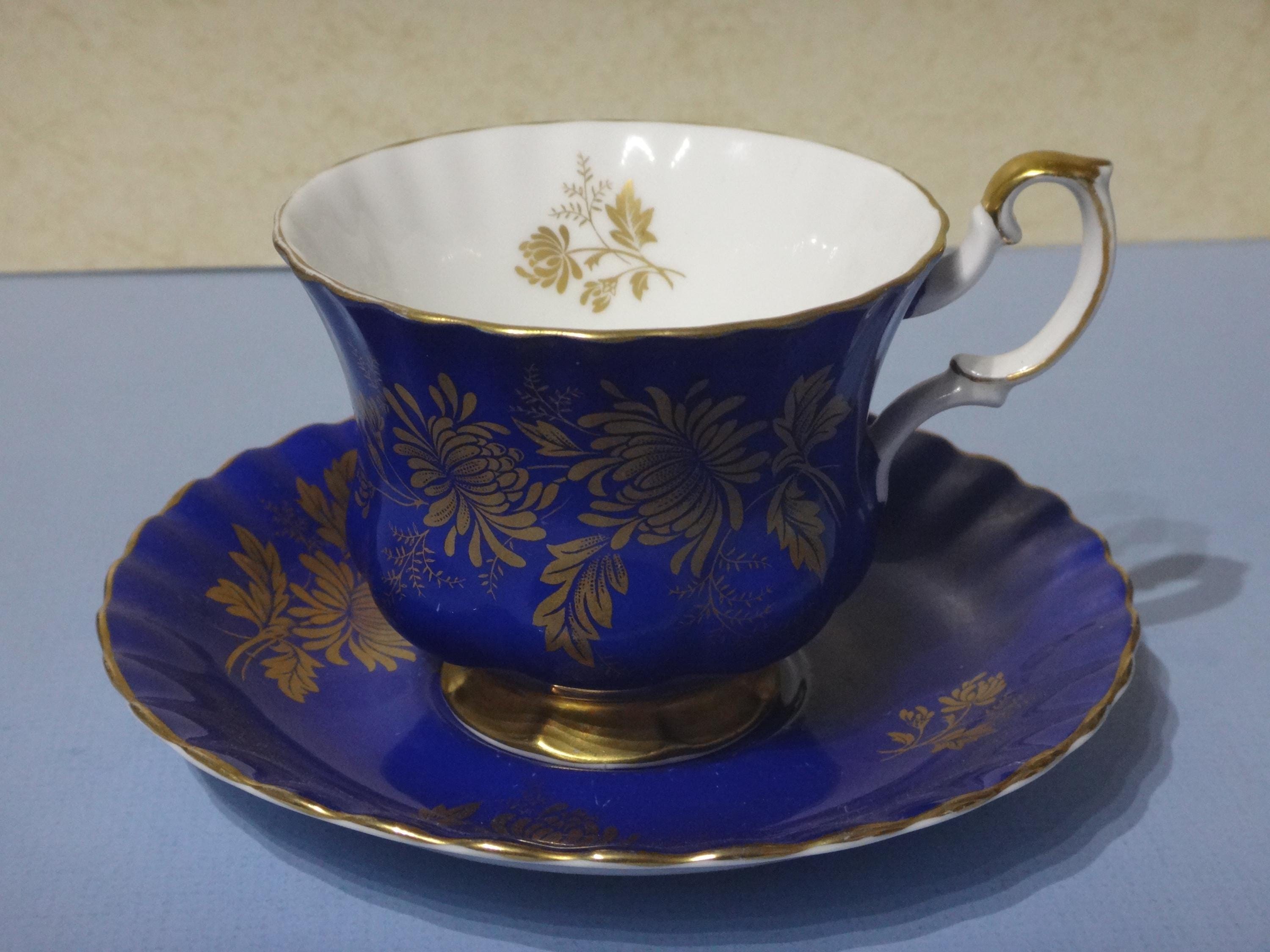 Royal Albert Cobalt Blue Gold Chrysanthemum Set Cup and Saucer #4267 ...