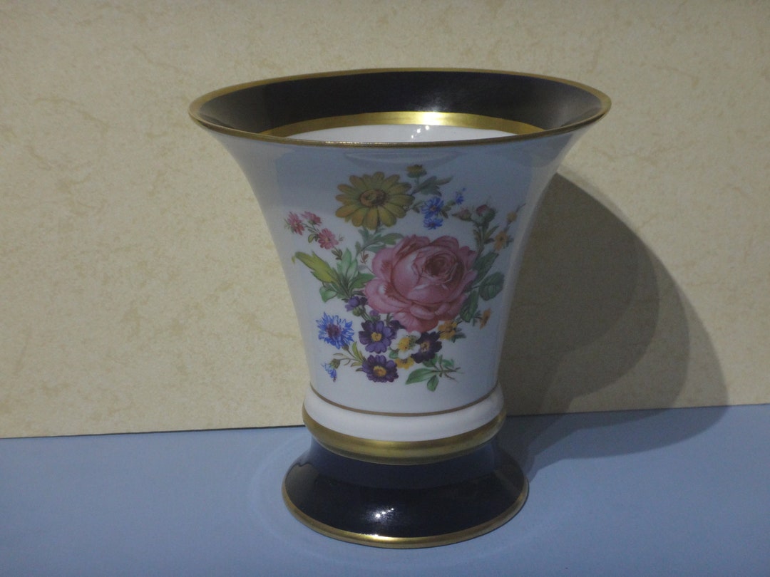 Royal Dux Bohemian Porcelain Vase Cobalt Blue & Gold Hand Painted - Etsy