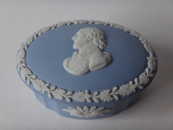 Wedgwood Jasperware Pale Blue Trinket Box, - Gem