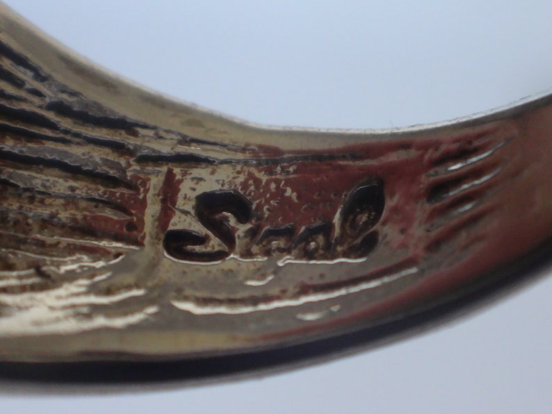 David Sigal Sterling Silver 925 Enamel Floral Design Shank Tiger Eye ...