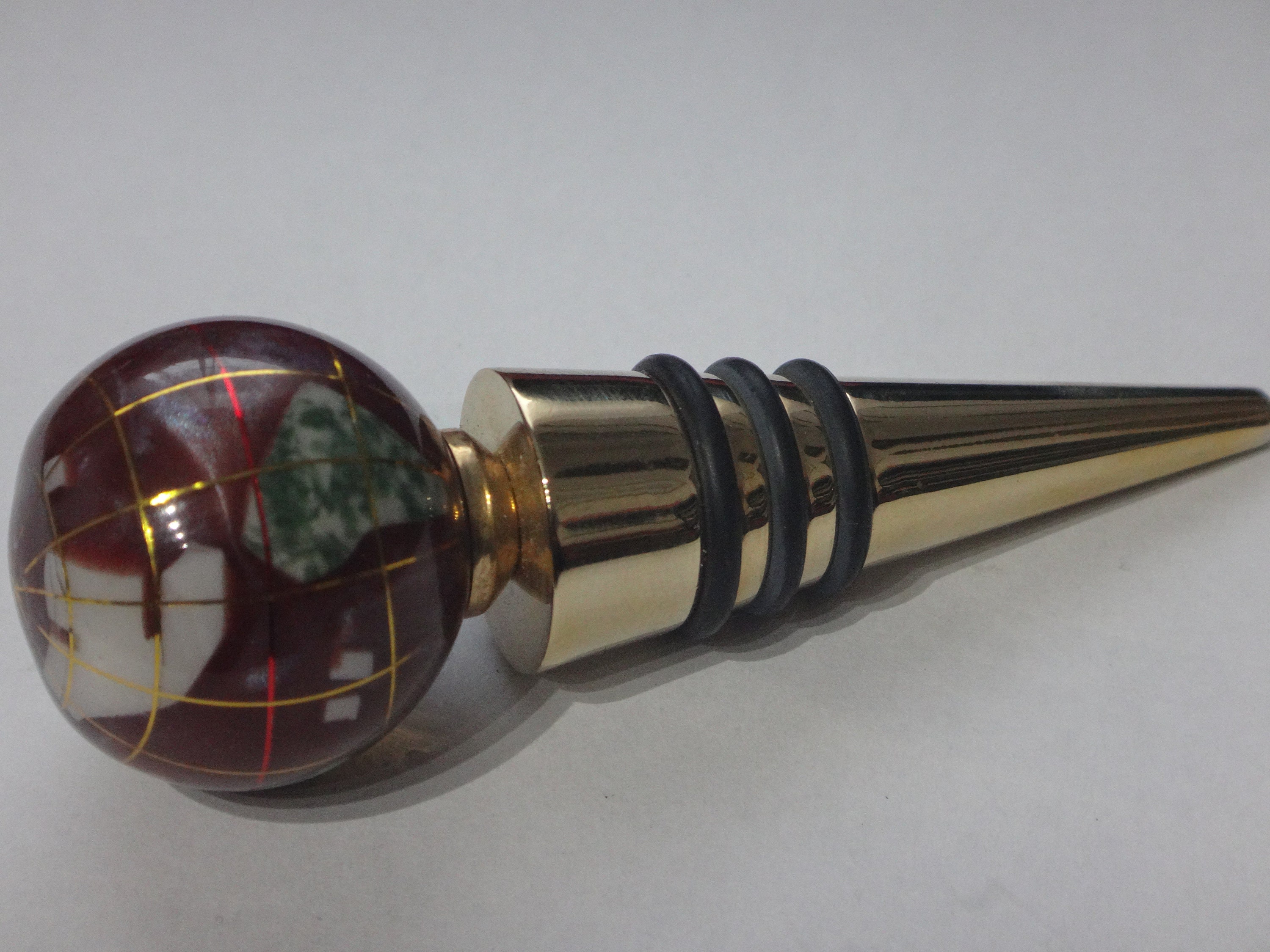 Vintage Gemstone Globe Bottle Stopper Wine Decanter Stopper