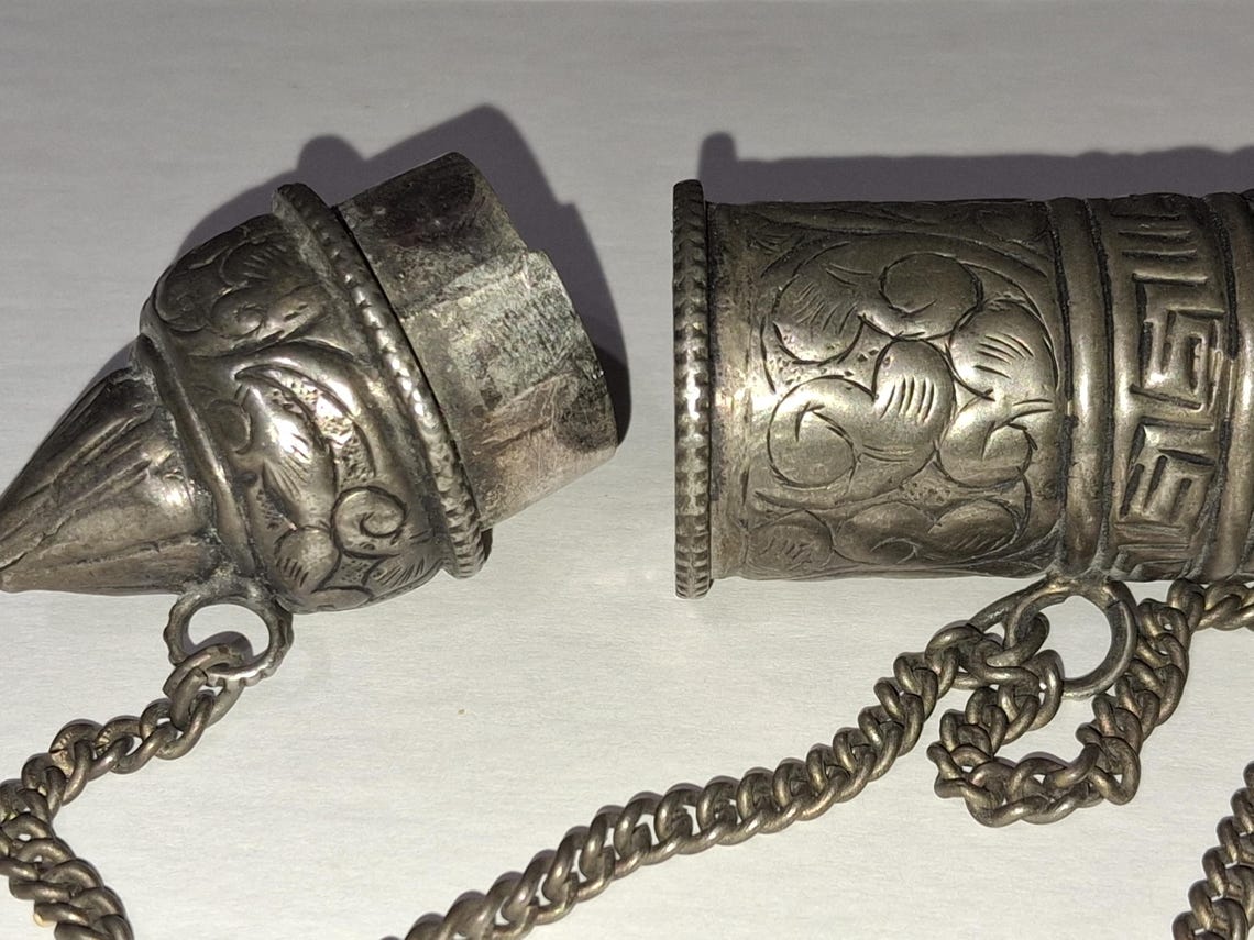 Antique Reticulated Silver Scroll Holder - C.19th Century - Excellent ...