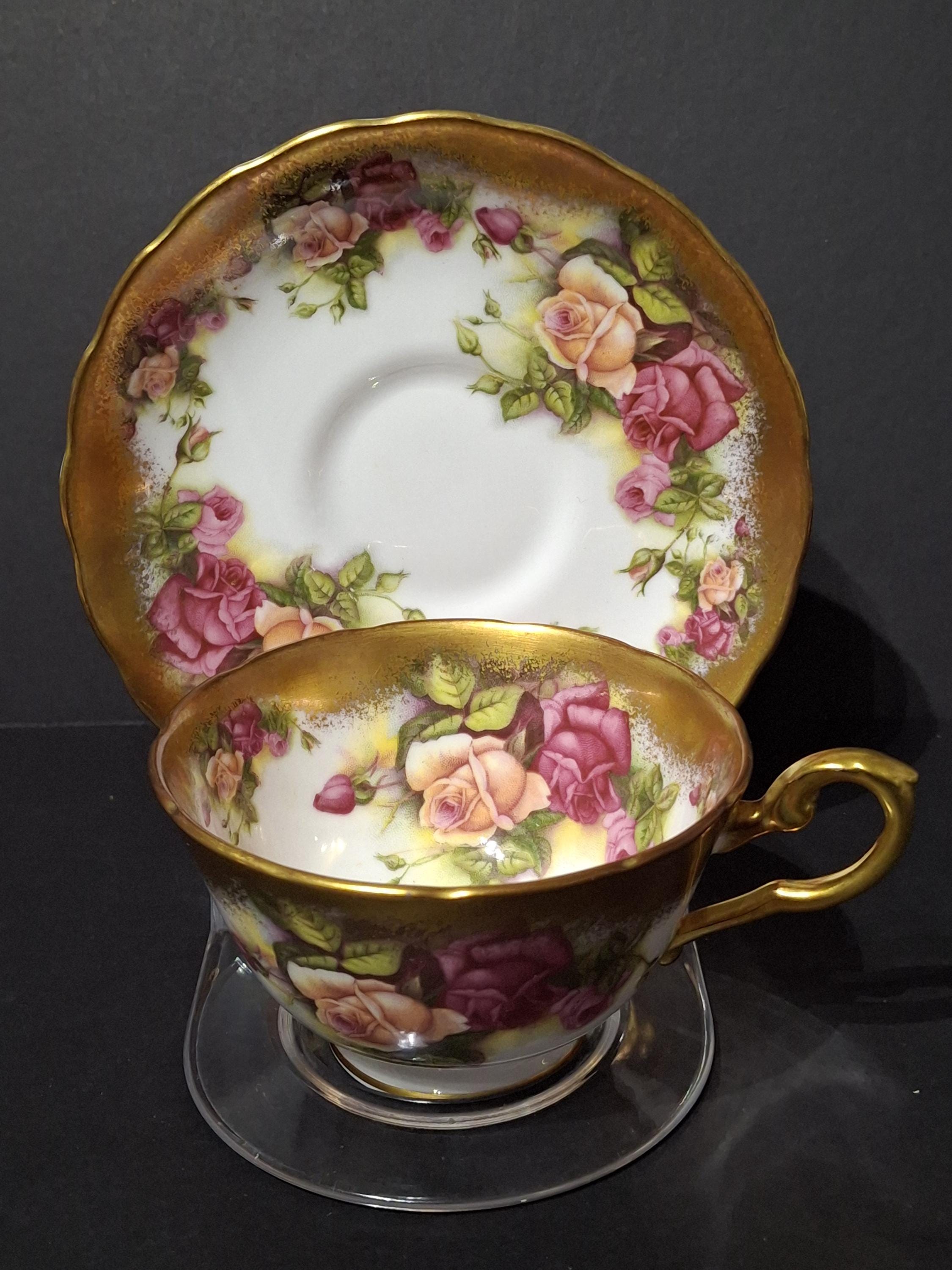 Royal Chelsea Golden Rose Teacup and Saucer. Set of 3. - Etsy