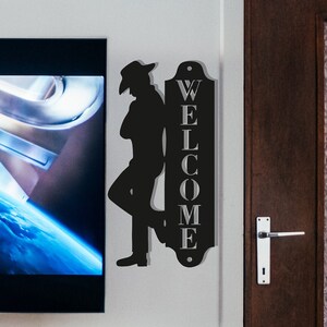 Cowboy Welcome Sign Wood Wall Art, Geometric Western Welcome Sign Wall ...