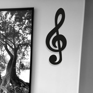 Treble Clef Wood Wall Art, Geometric Musical Wall Decor, 3D Minimalist ...