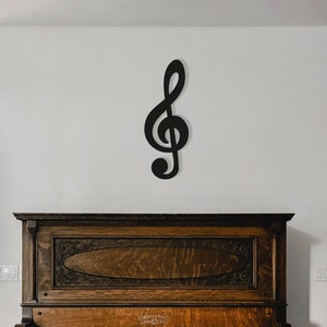 Treble Clef Wood Wall Art, Geometric Musical Wall Decor, 3D Minimalist ...