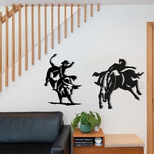 Country Rodeo Wood Wall Art Set, Geometric Cowboy Wall Decor Sign ...
