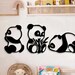 Doodle Pandas Wood Wall Art Set, Geometric Nursery Baby Panda Wall ...