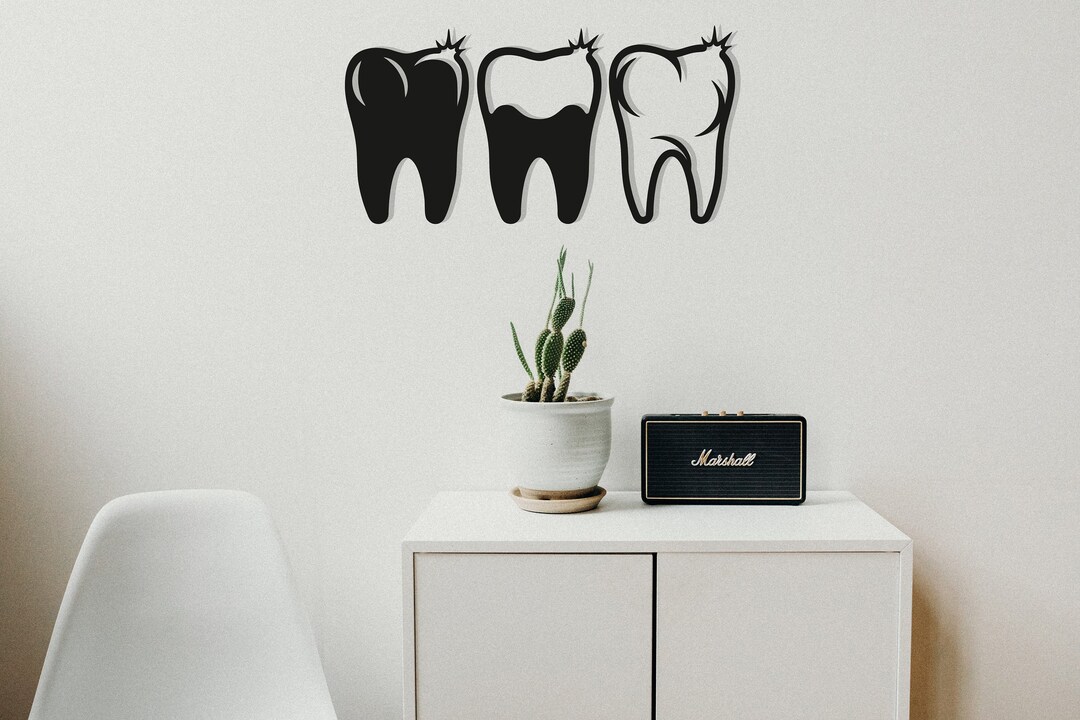 Dentist Wood Wall Art, Geometric Clean Teeth Wall Decor Sign, Wooden ...